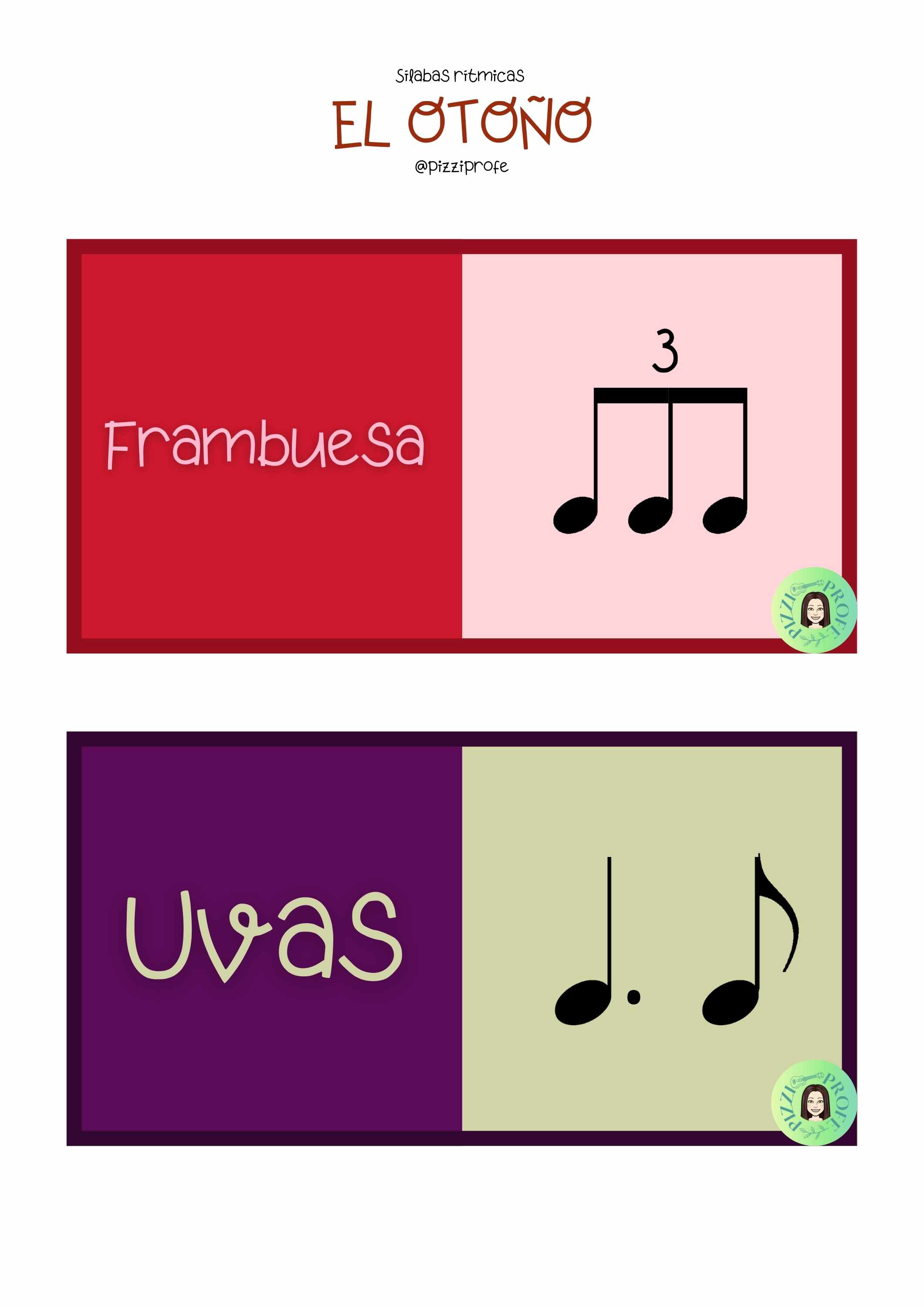 Profes Papel Tijera Sílabas rítmicas "El Otoño" by @pizziprofe