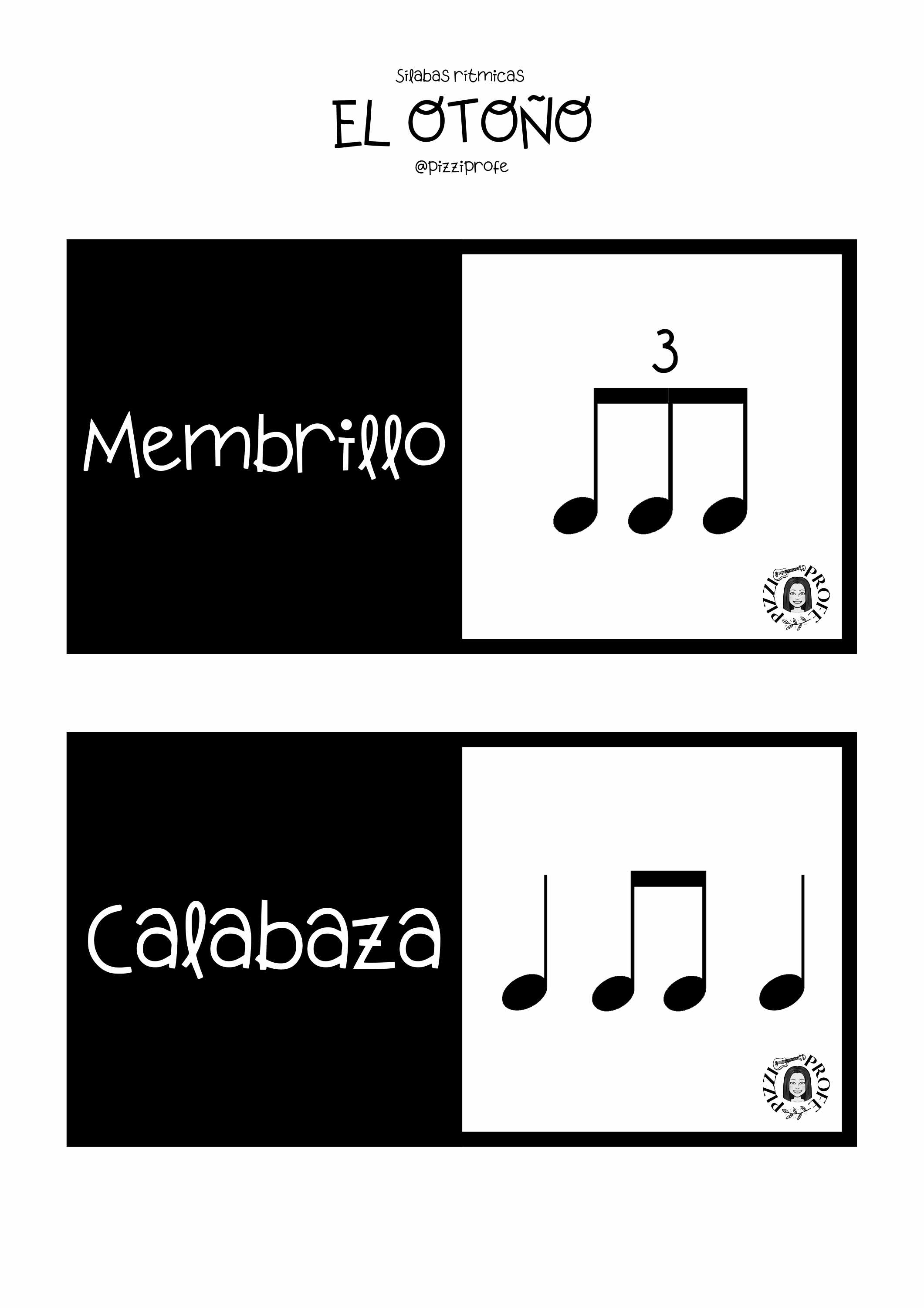 Profes Papel Tijera Sílabas rítmicas "El Otoño" by @pizziprofe