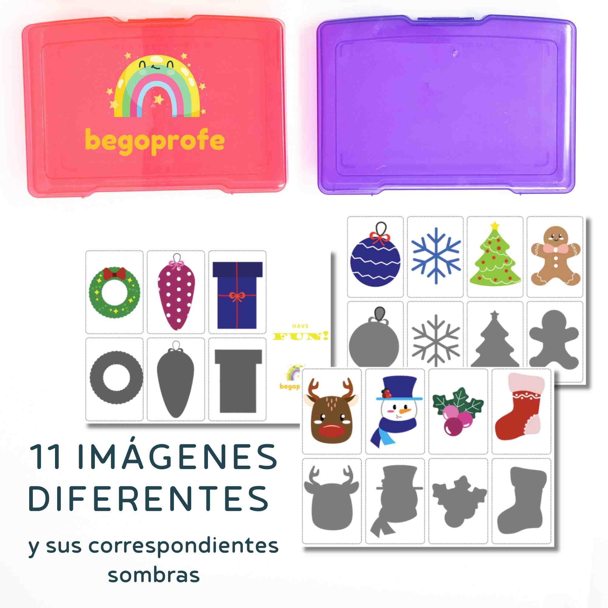 Profes Papel Tijera Juego emparejas sombras Navidad