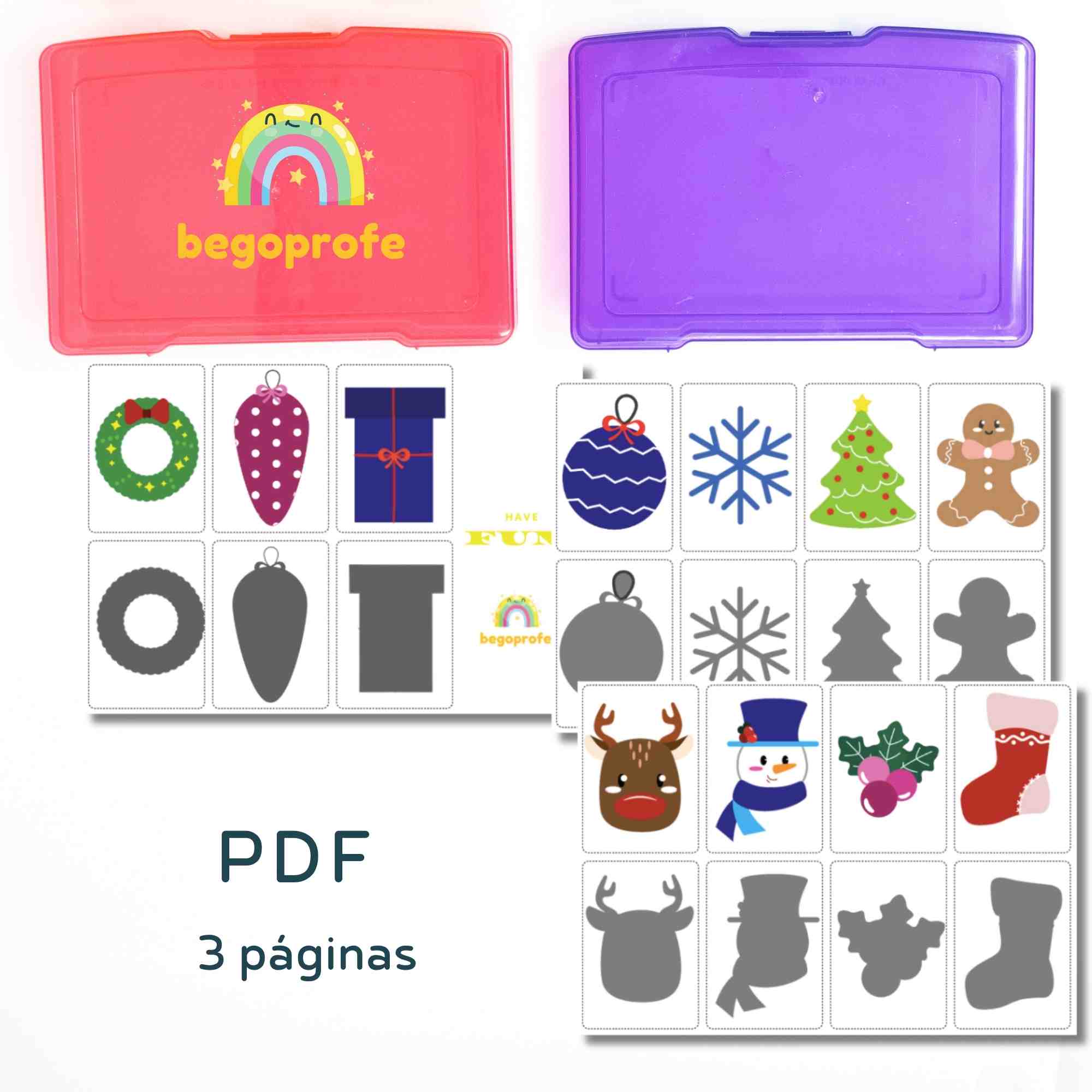 Profes Papel Tijera Juego emparejas sombras Navidad