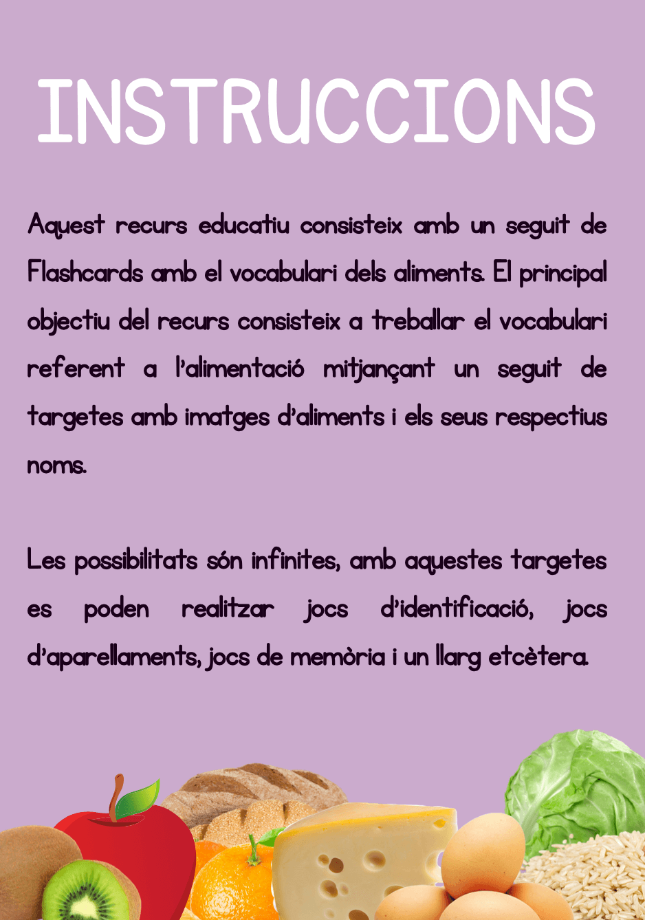 Profes Papel Tijera Vocabulario de los alimentos (CAT)