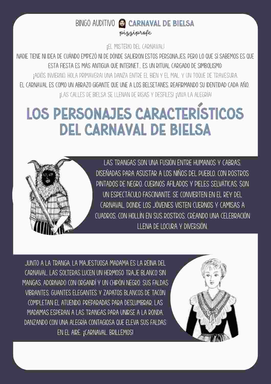 Profes Papel Tijera BINGO AUDITIVO · CARNAVAL DE BIELSA by @pizziprofe