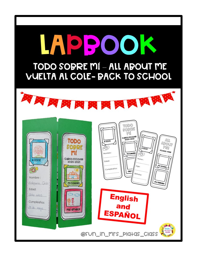 Profes Papel Tijera TODO SOBRE MÍ- ALL ABOUT ME Lapbook ENGLISH/SPANISH