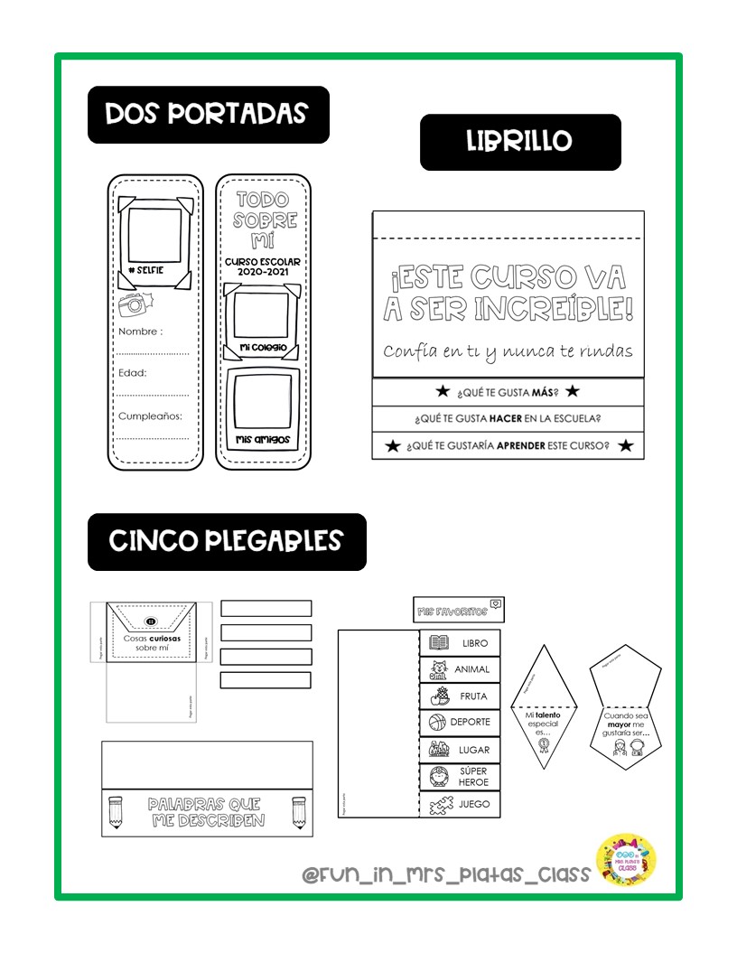 Profes Papel Tijera TODO SOBRE MÍ- ALL ABOUT ME Lapbook ENGLISH/SPANISH