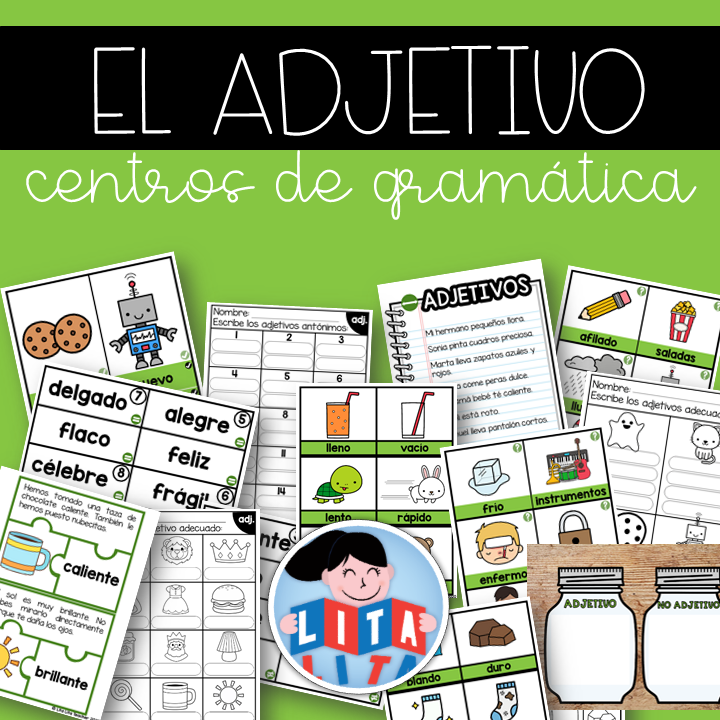 Profes Papel Tijera El ADJETIVO centros de aprendizaje