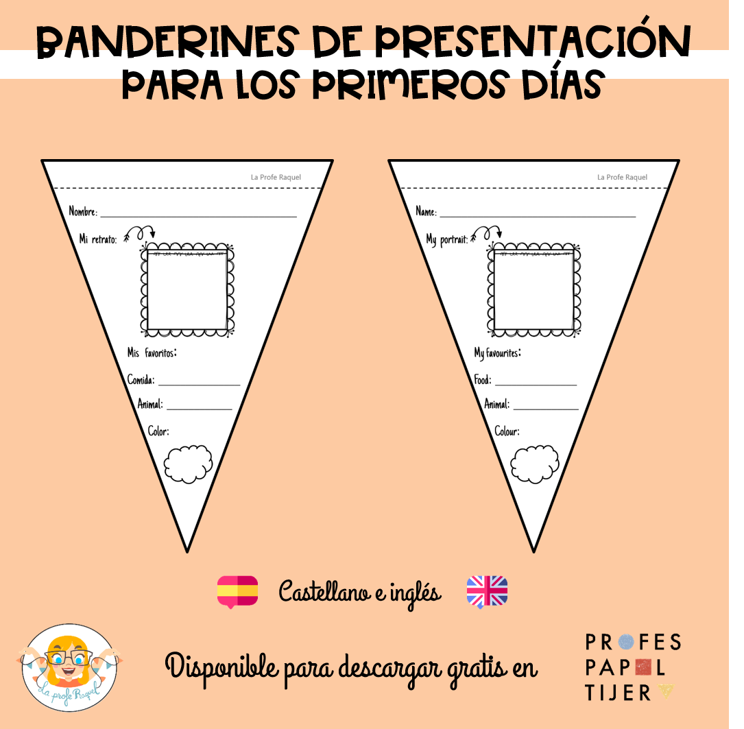 Profes Papel Tijera BANDERINES DE PRESENTACIÓN (CAS-ING)