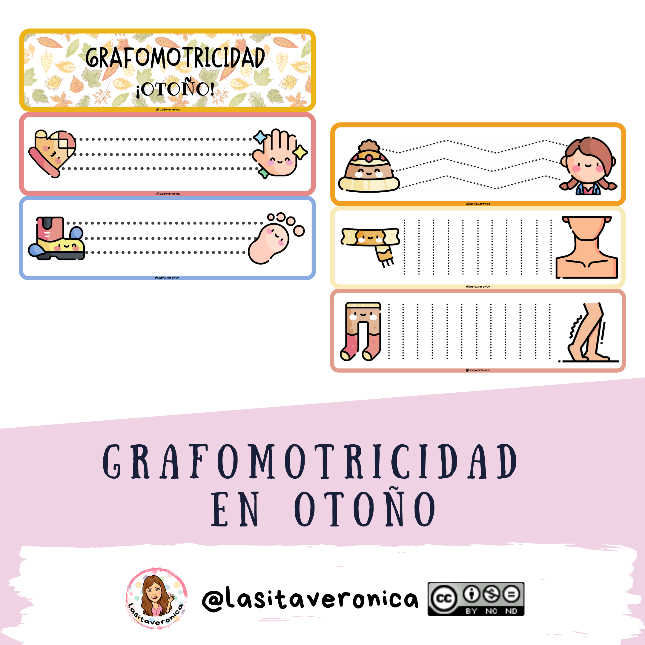 Profes Papel Tijera Grafomotricidad en otoño / Autumn strokes
