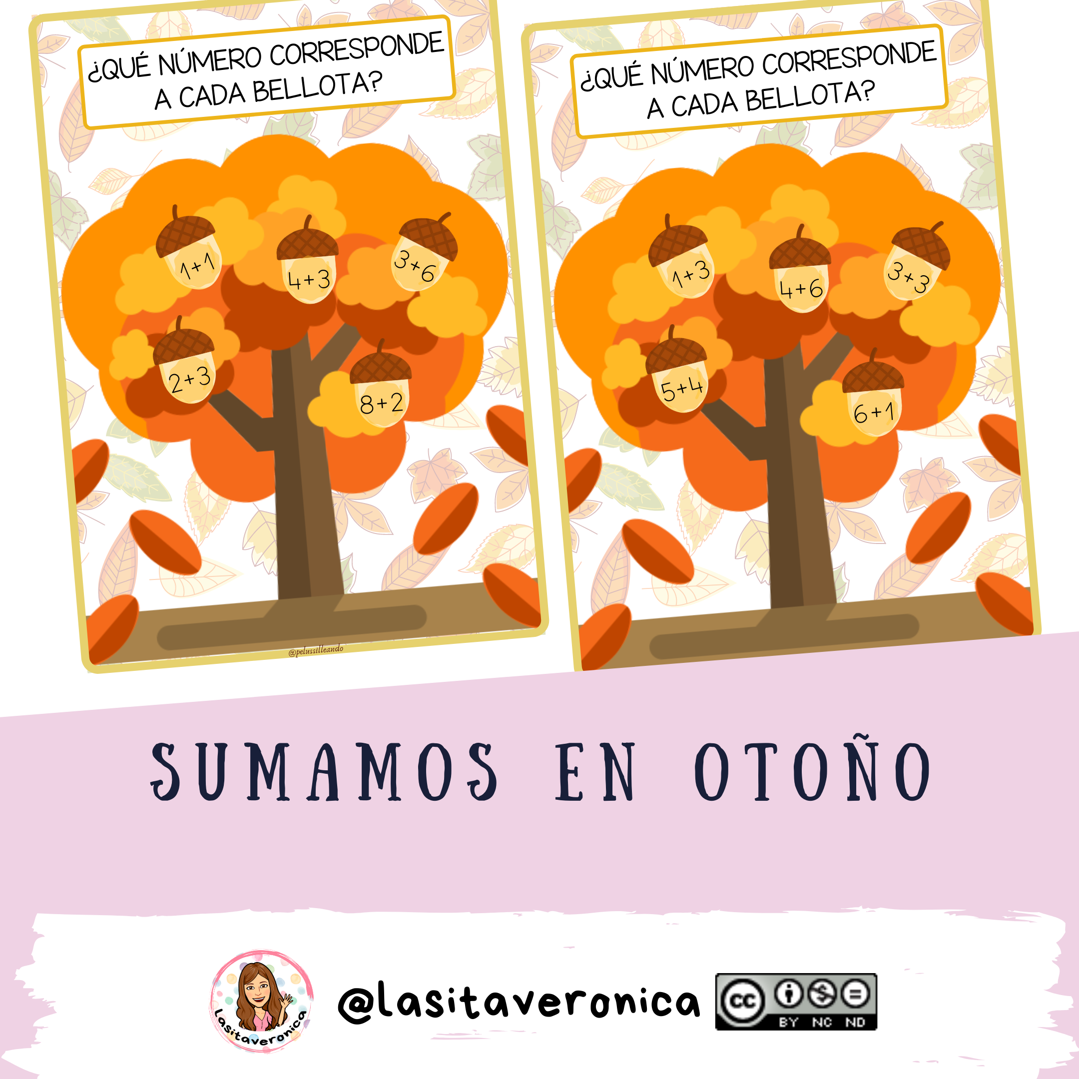 Profes Papel Tijera Sumas en otoño / Add in autumn