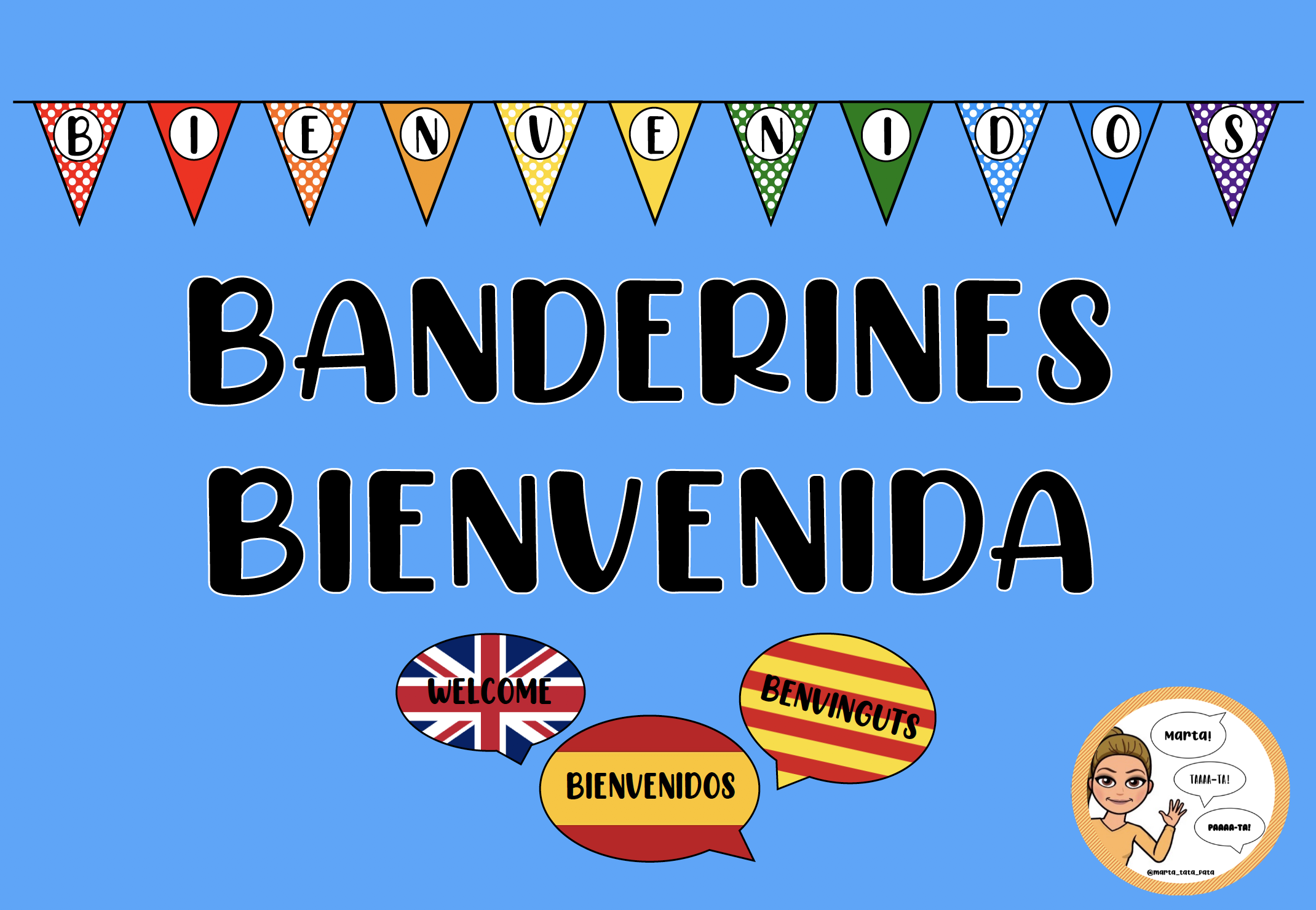 Profes Papel Tijera Banderines BIENVENIDA