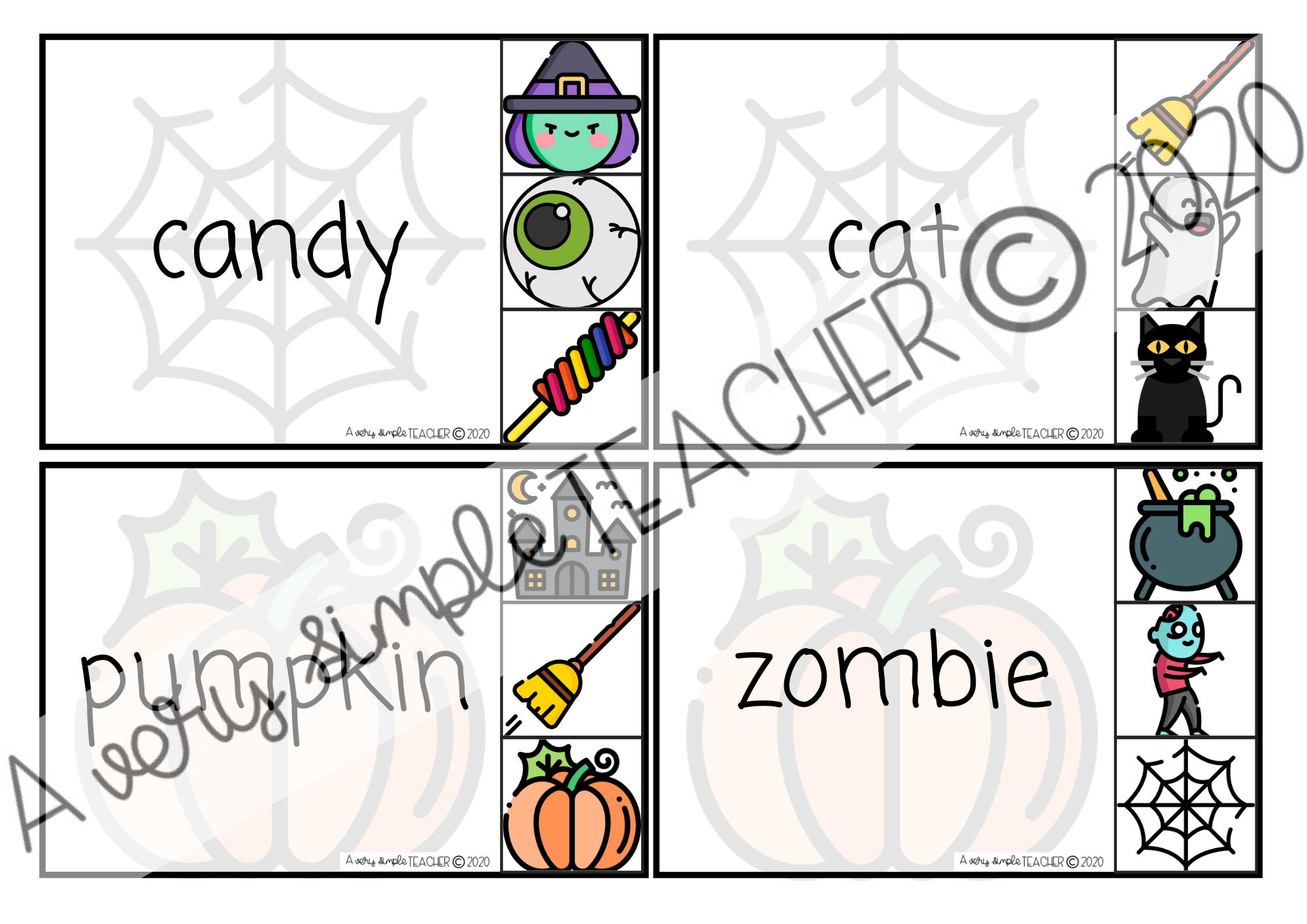 Profes Papel Tijera HALLOWEEN: Clip cards & recording sheets