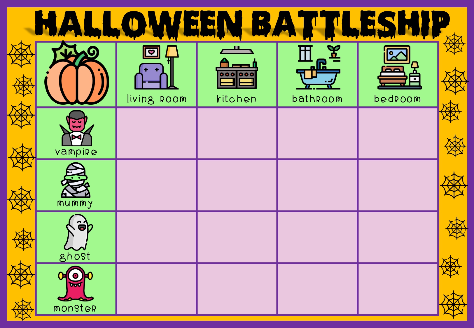 Profes Papel Tijera HALLOWEEN: Battleship game (Parts of the house ...