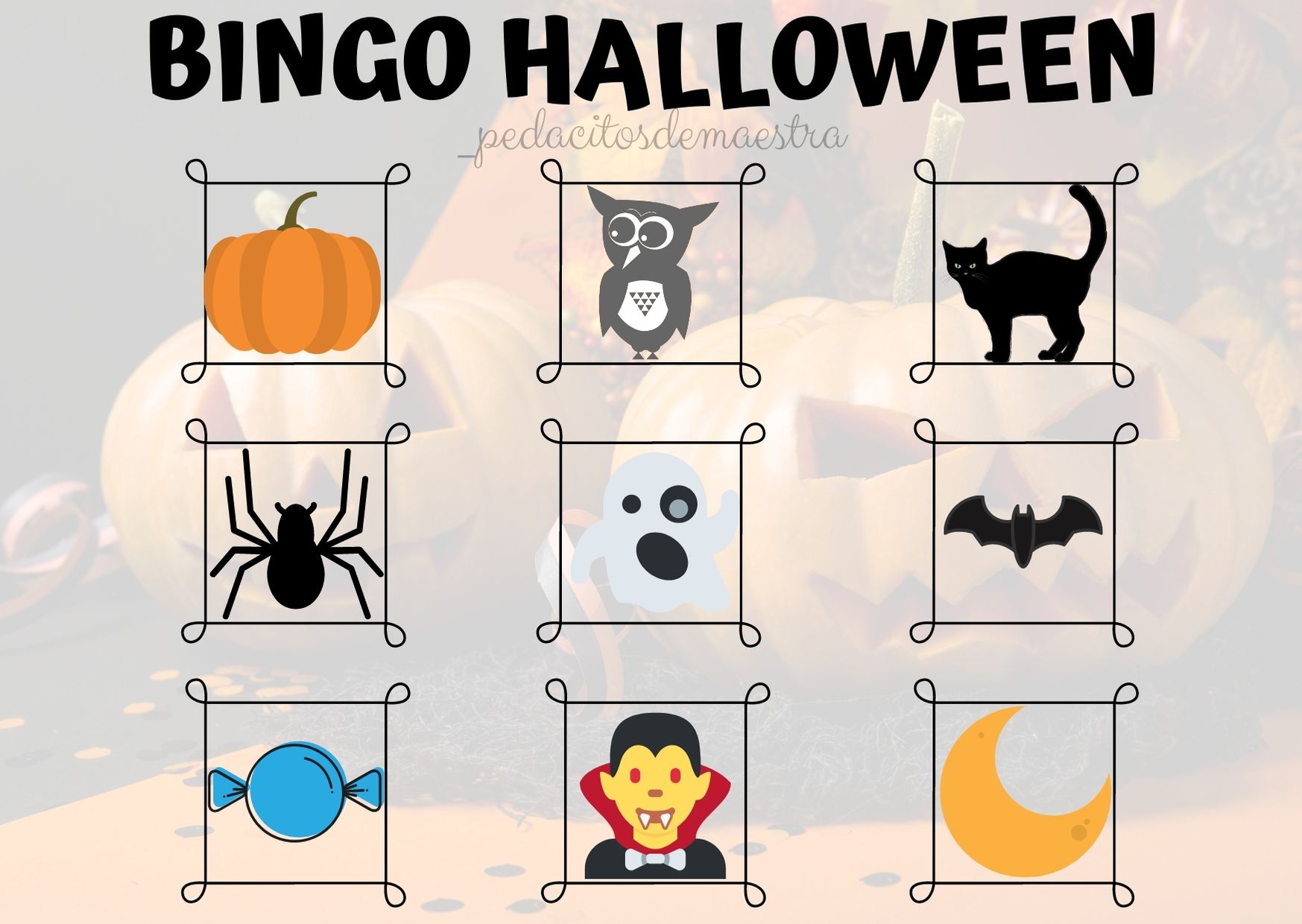 Profes Papel Tijera BINGO HALLOWEEN