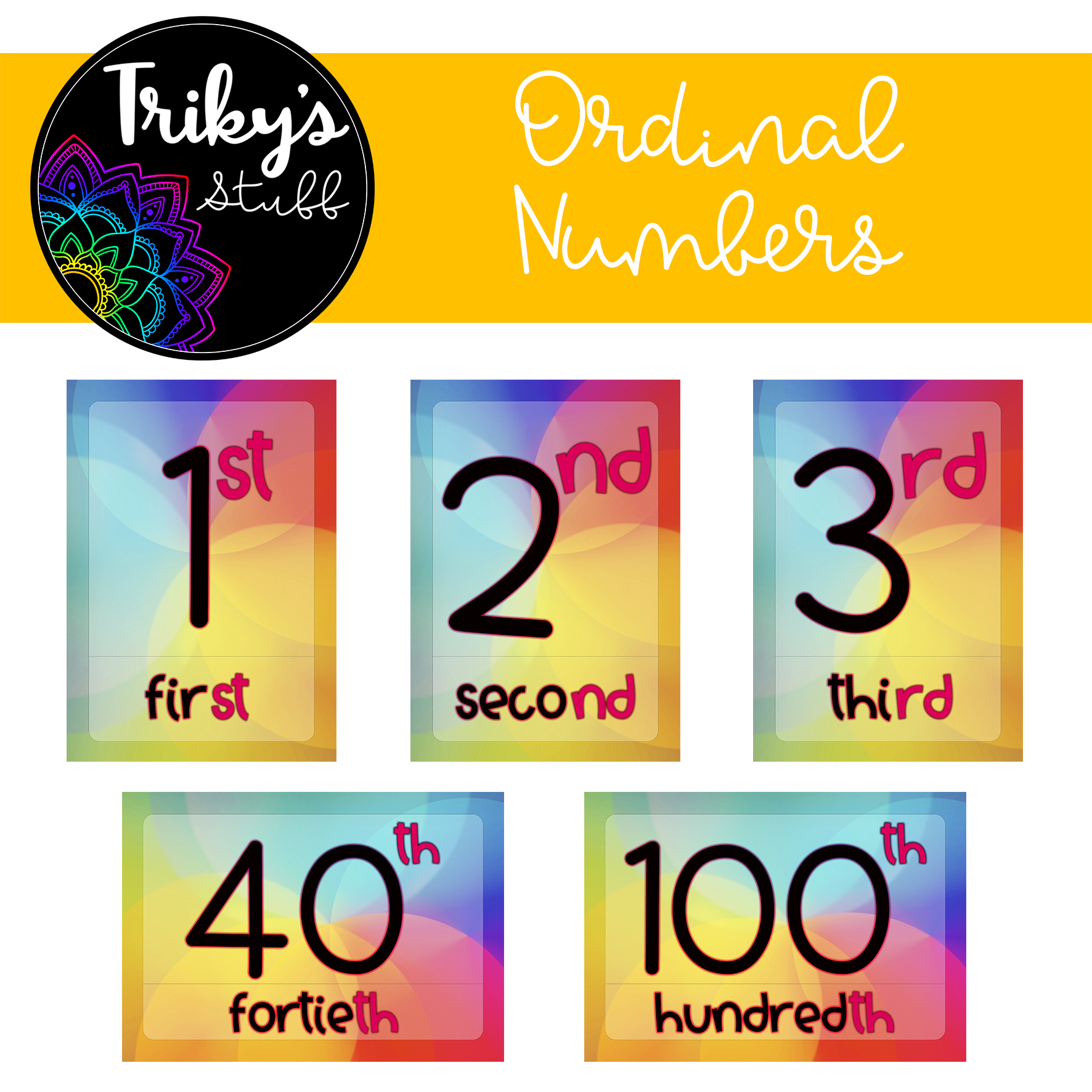 Profes Papel Tijera Ordinal Number Posters