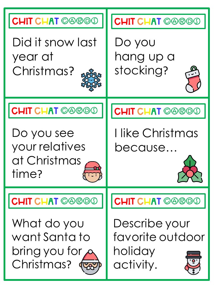 Profes Papel Tijera 30-Chit Chat CARDS CHRISTMAS, SPEAKING, READING AND ...