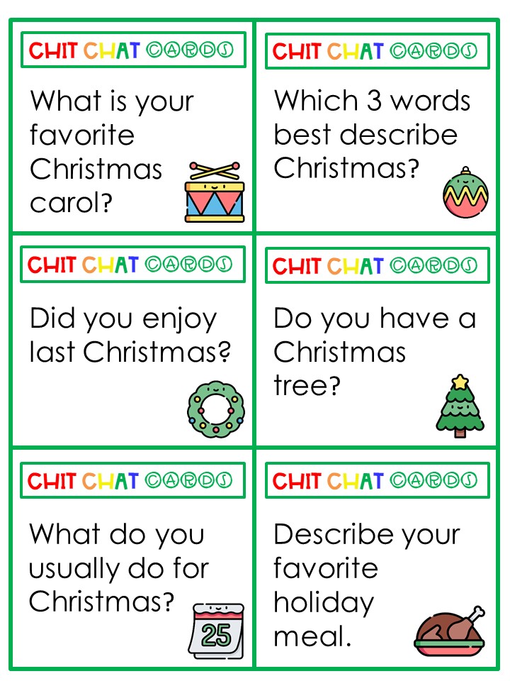 Profes Papel Tijera 30-Chit Chat CARDS CHRISTMAS, SPEAKING, READING AND ...