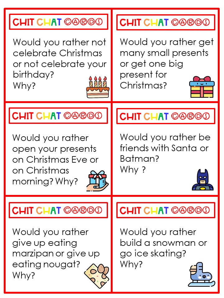 Profes Papel Tijera 30-Chit Chat CARDS CHRISTMAS, SPEAKING, READING AND ...