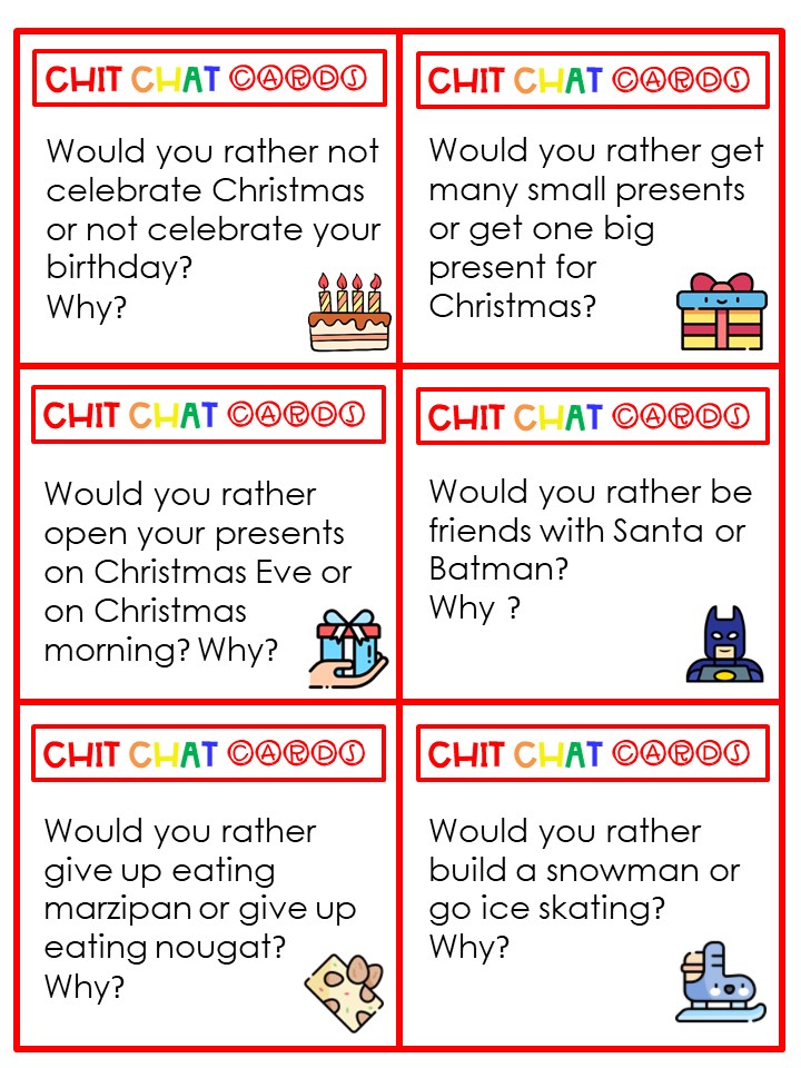 Profes Papel Tijera 30-Chit Chat CARDS CHRISTMAS, SPEAKING, READING AND ...