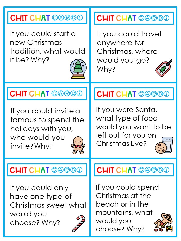 Profes Papel Tijera 30-Chit Chat CARDS CHRISTMAS, SPEAKING, READING AND ...