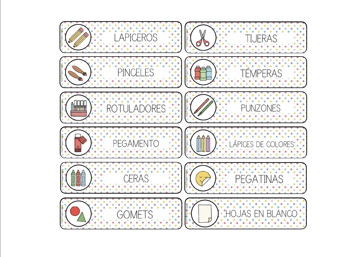 Profes Papel Tijera Etiquetas para el aula.