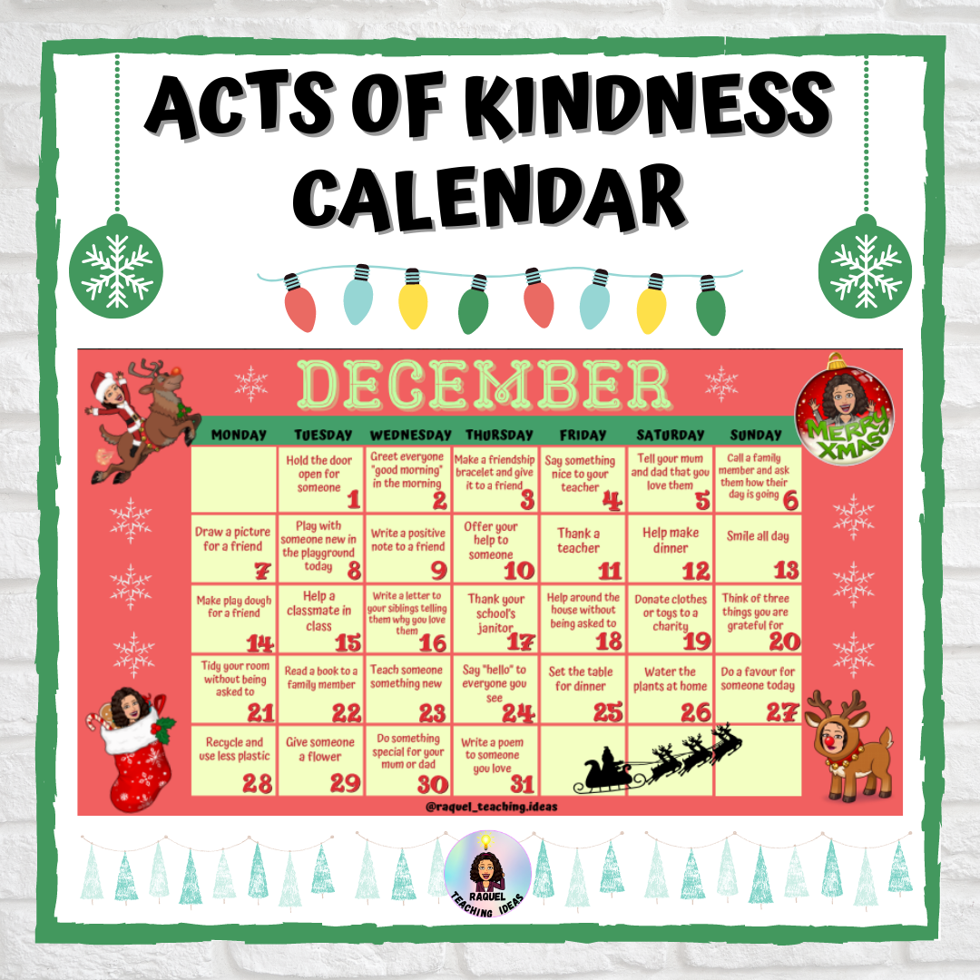 Profes Papel Tijera Acts of kindness calendar