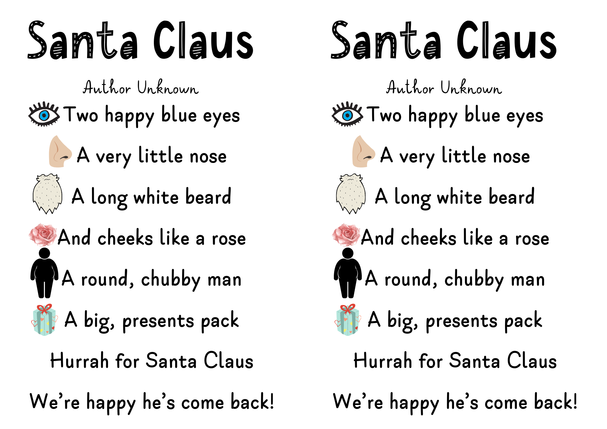 Profes Papel Tijera Santa Claus Christmas poem