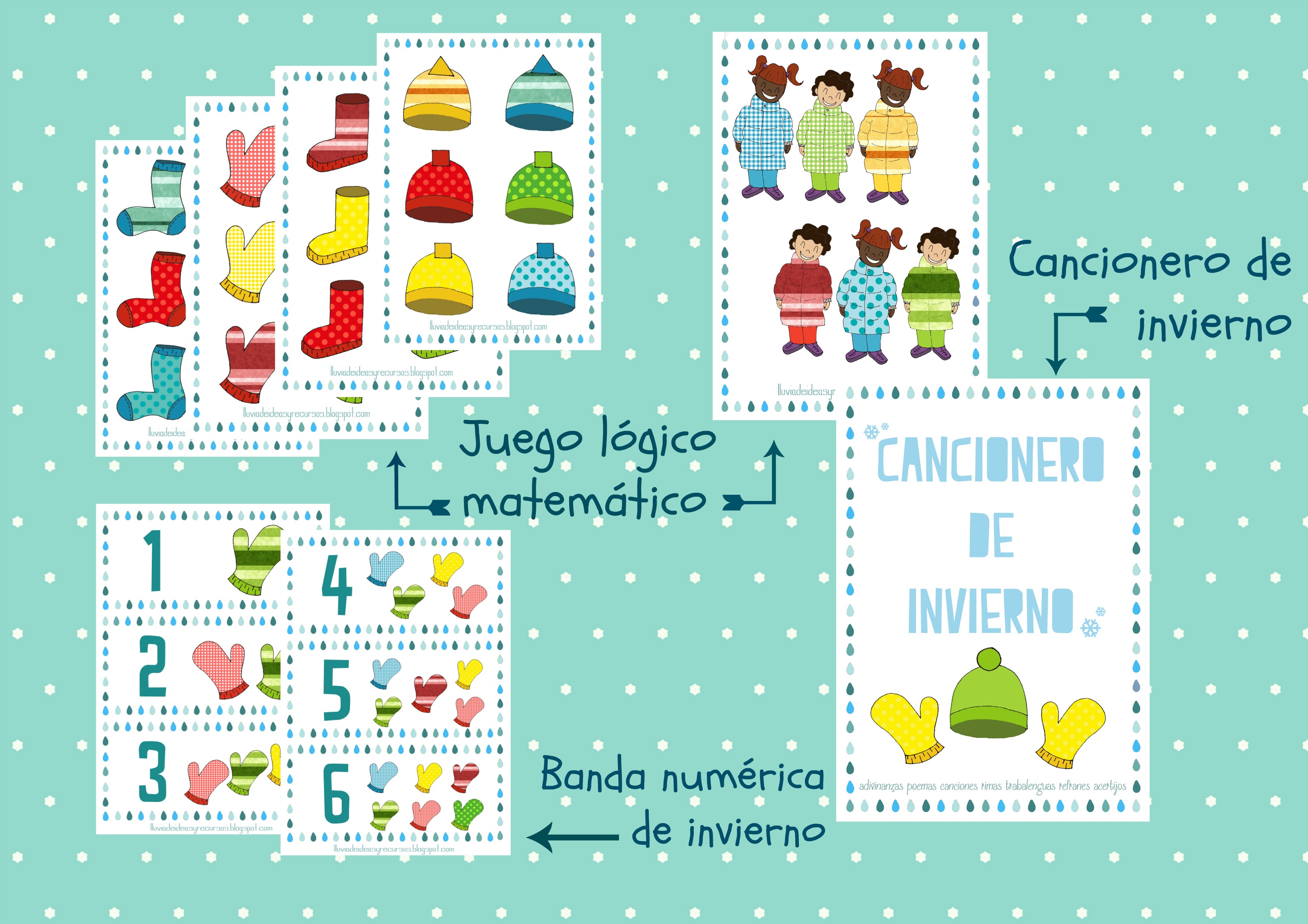 Profes Papel Tijera PACK IMPRIMIBLE JUEGOS LÓGICOS Y CANCIONERO DE INVIERNO