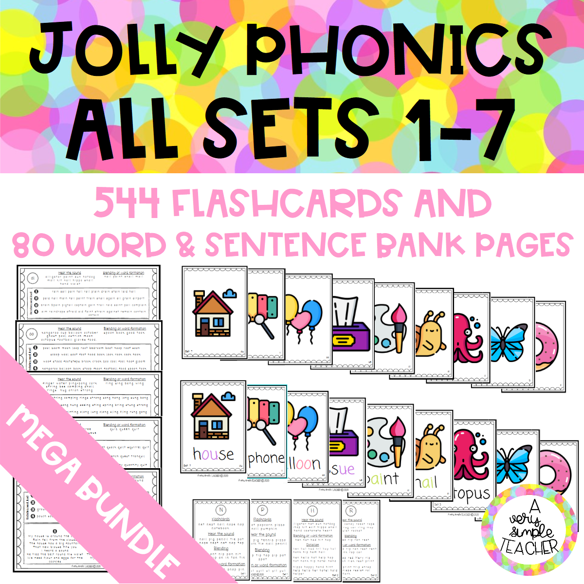 Profes Papel Tijera JOLLY PHONICS ALL SETS (1-7) Flashcards and word ...