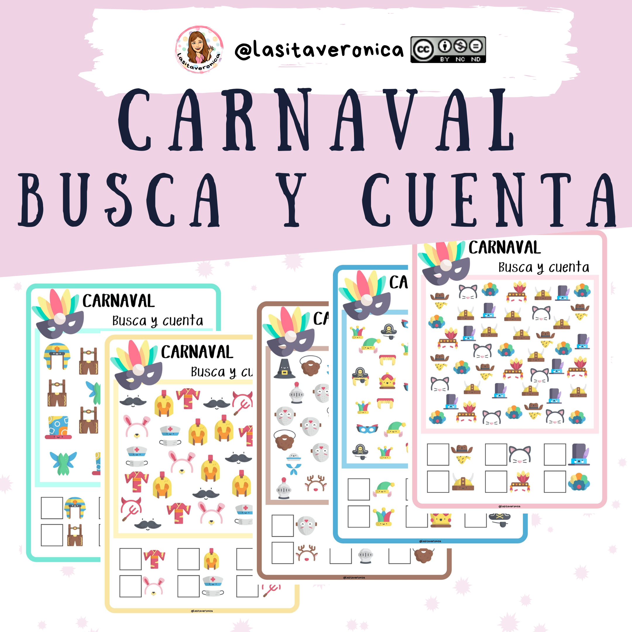 Profes Papel Tijera Busca y cuenta. Carnaval. / I spy and count. Carnival