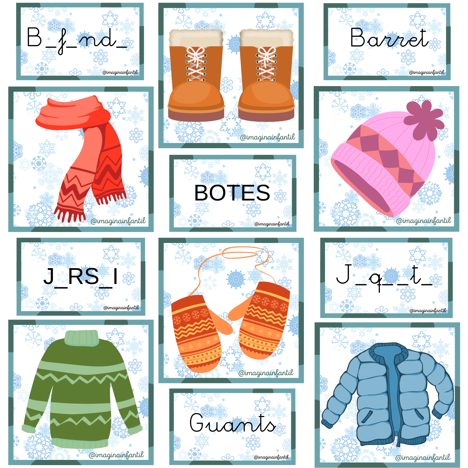 Profes Papel Tijera Memory busca/escriu la paraula - Hivern