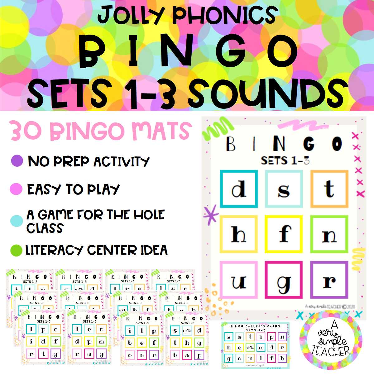 Profes Papel Tijera JOLLY PHONICS Bingo Sets 1-3 sounds