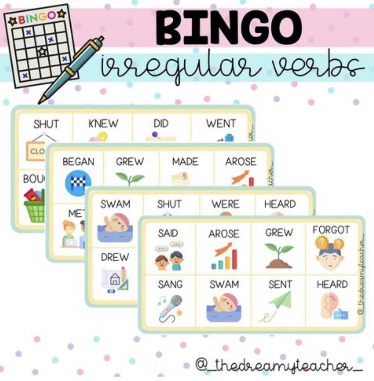 Profes Papel Tijera Irregular verbs BINGO