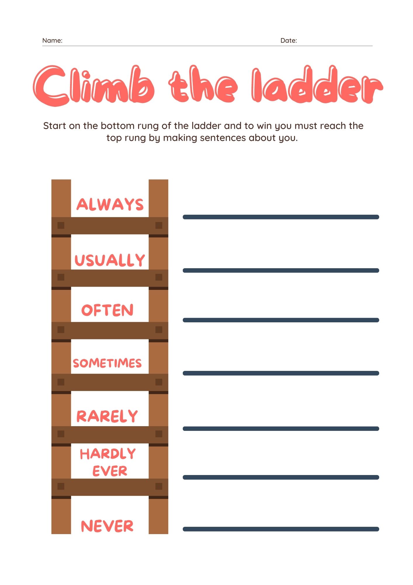Profes Papel Tijera Climb the ladder - Adverbs of frequency