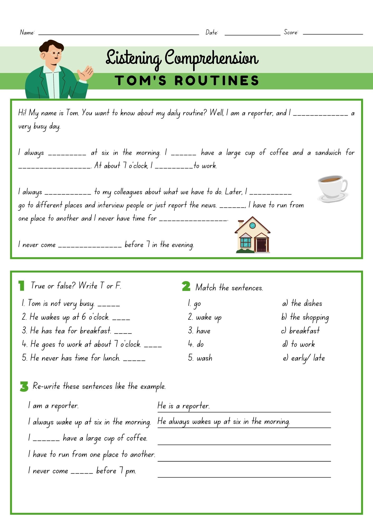 Profes Papel Tijera Tom's Routines - Listening