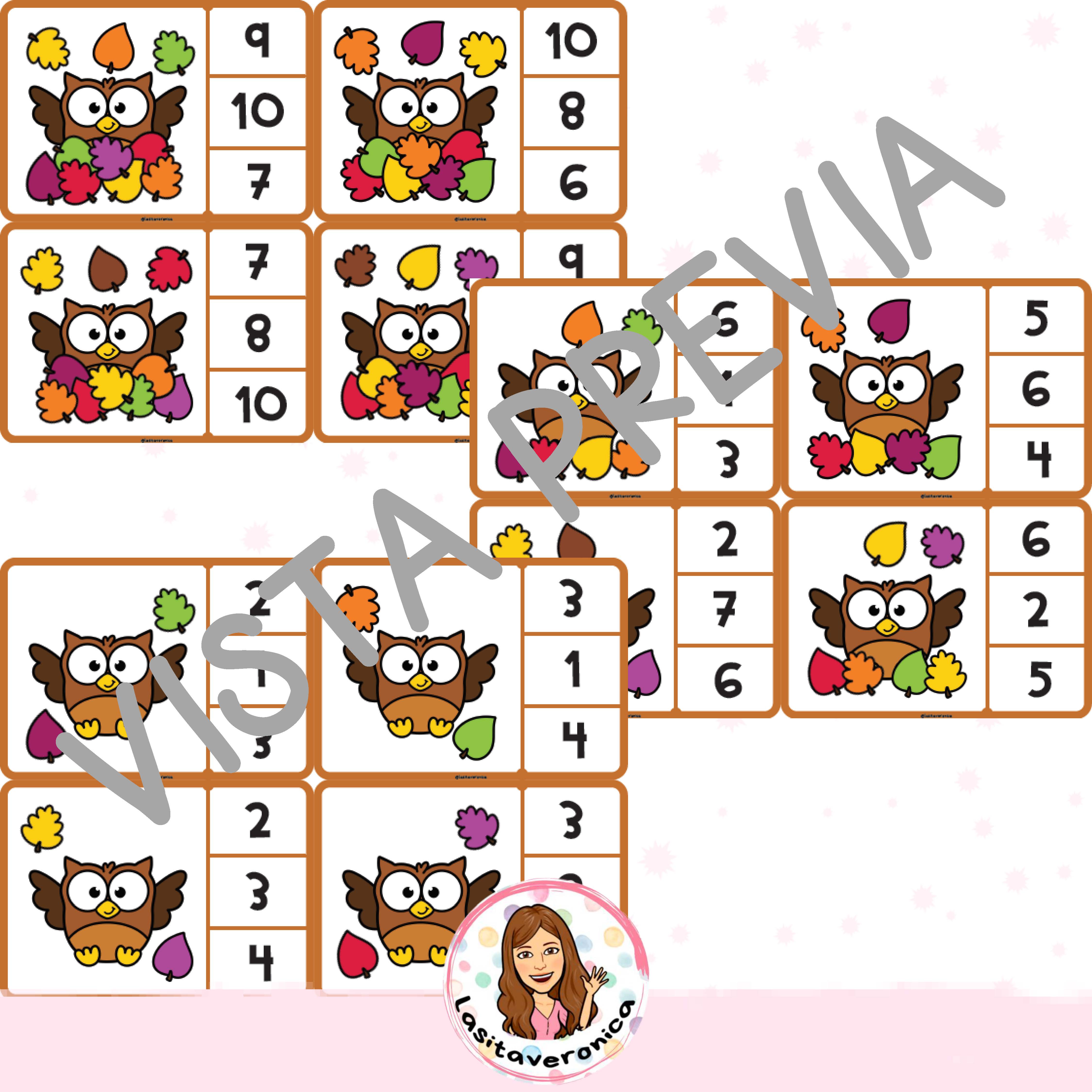 Profes Papel Tijera Contamos hojas de otoño / Fall counting. Leaves.