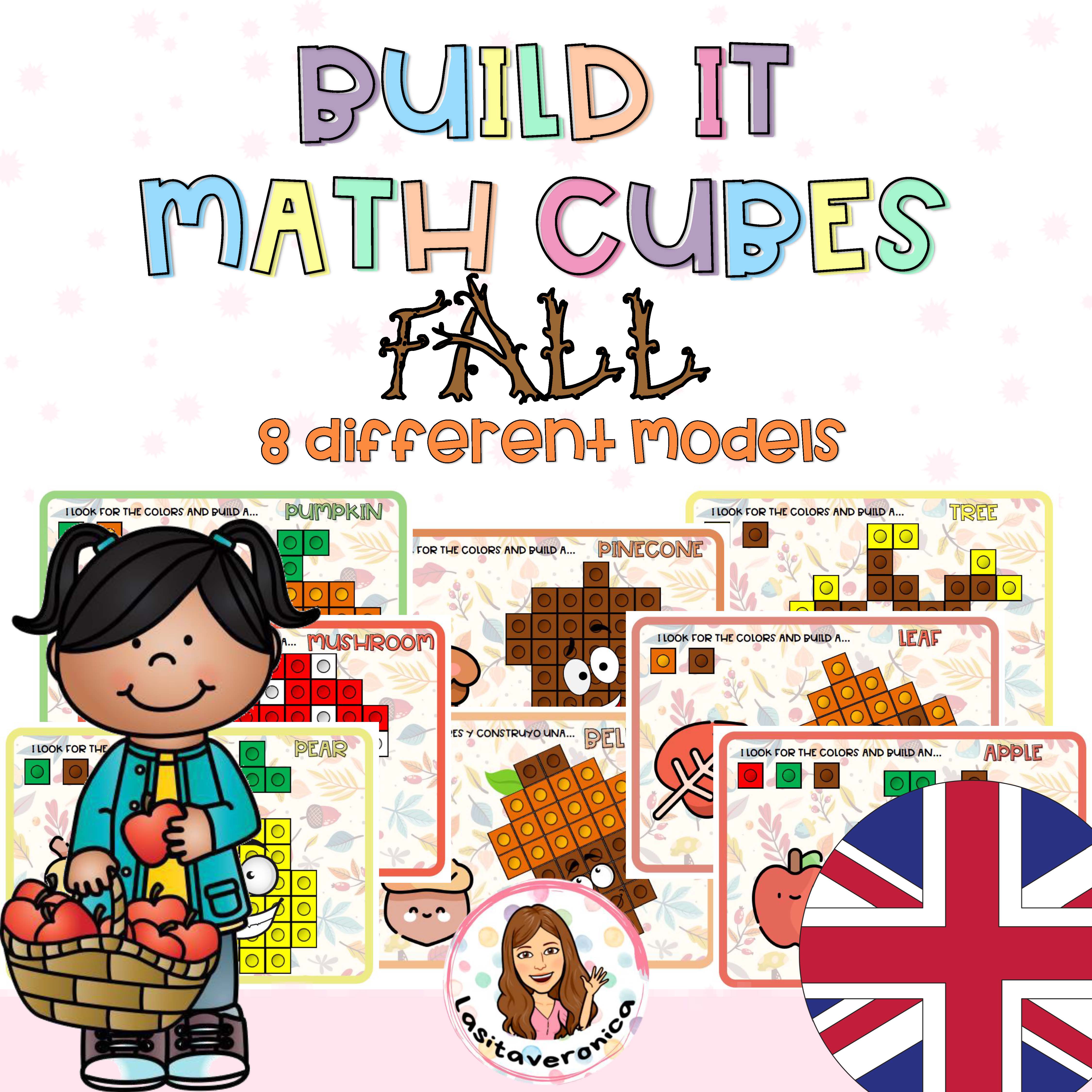 Profes Papel Tijera FALL Mathlink Cubes. Build it. English.