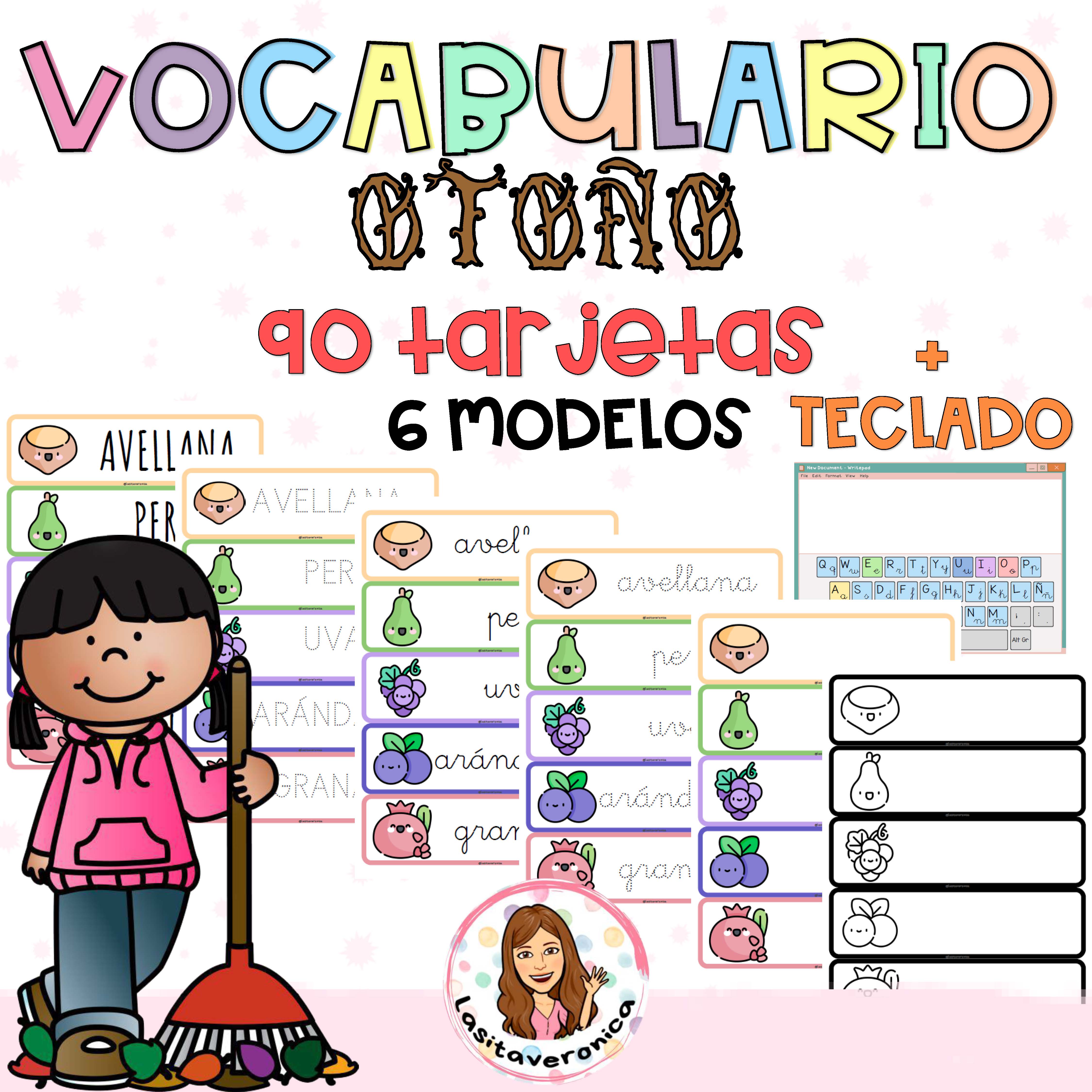 Profes Papel Tijera Vocabulario otoño/ Fall vocabulary + TECLADO ...