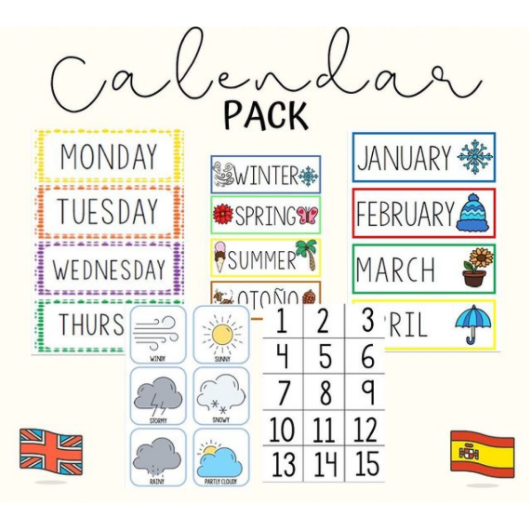 Profes Papel Tijera Calendario- Castellano e inglés
