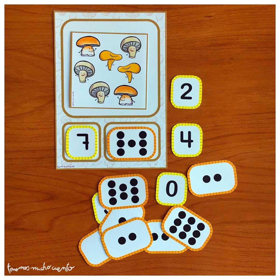 Profes Papel Tijera Tarjetas para contar con elementos de otoño