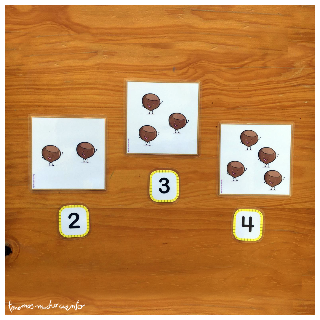 Profes Papel Tijera Tarjetas para contar con elementos de otoño