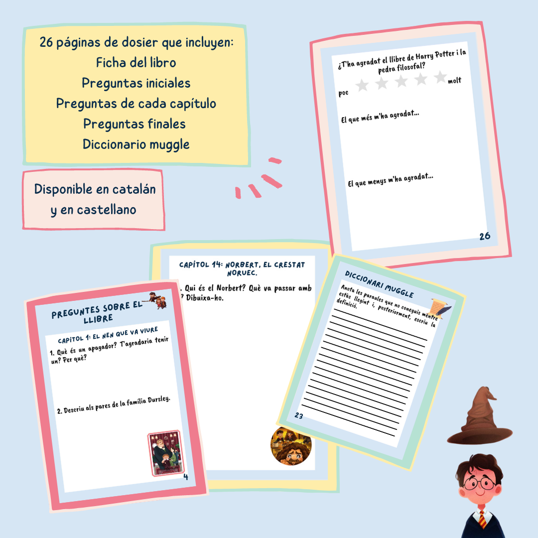 Profes Papel Tijera Seguimiento de la lectura HARRY POTTER Y LA PIEDRA ...