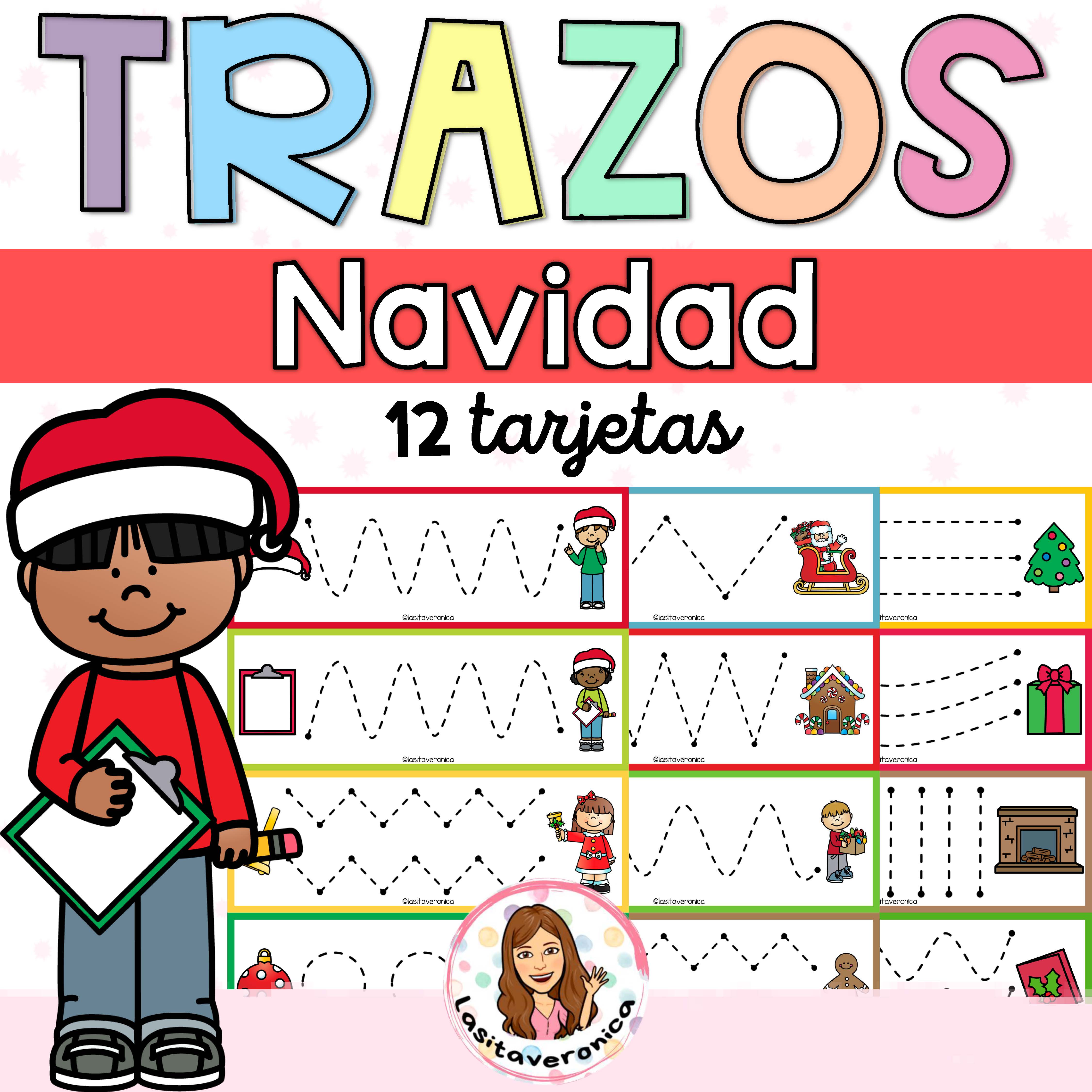 Profes Papel Tijera Motricidad fina en Navidad / Fine Motor Tracing Skills