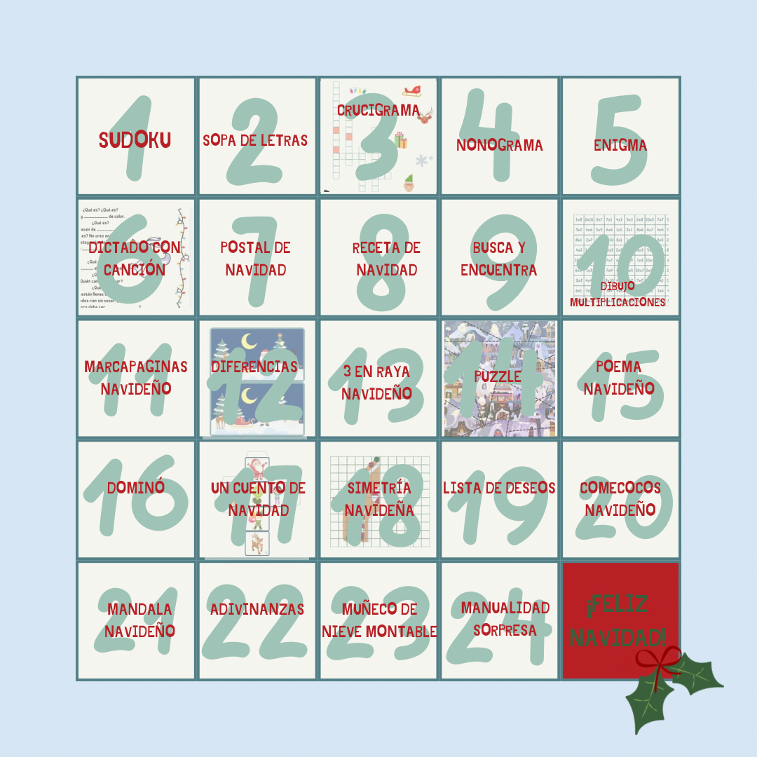 Profes Papel Tijera CALENDARIO DE ADVIENTO Dosier de 24 actividades