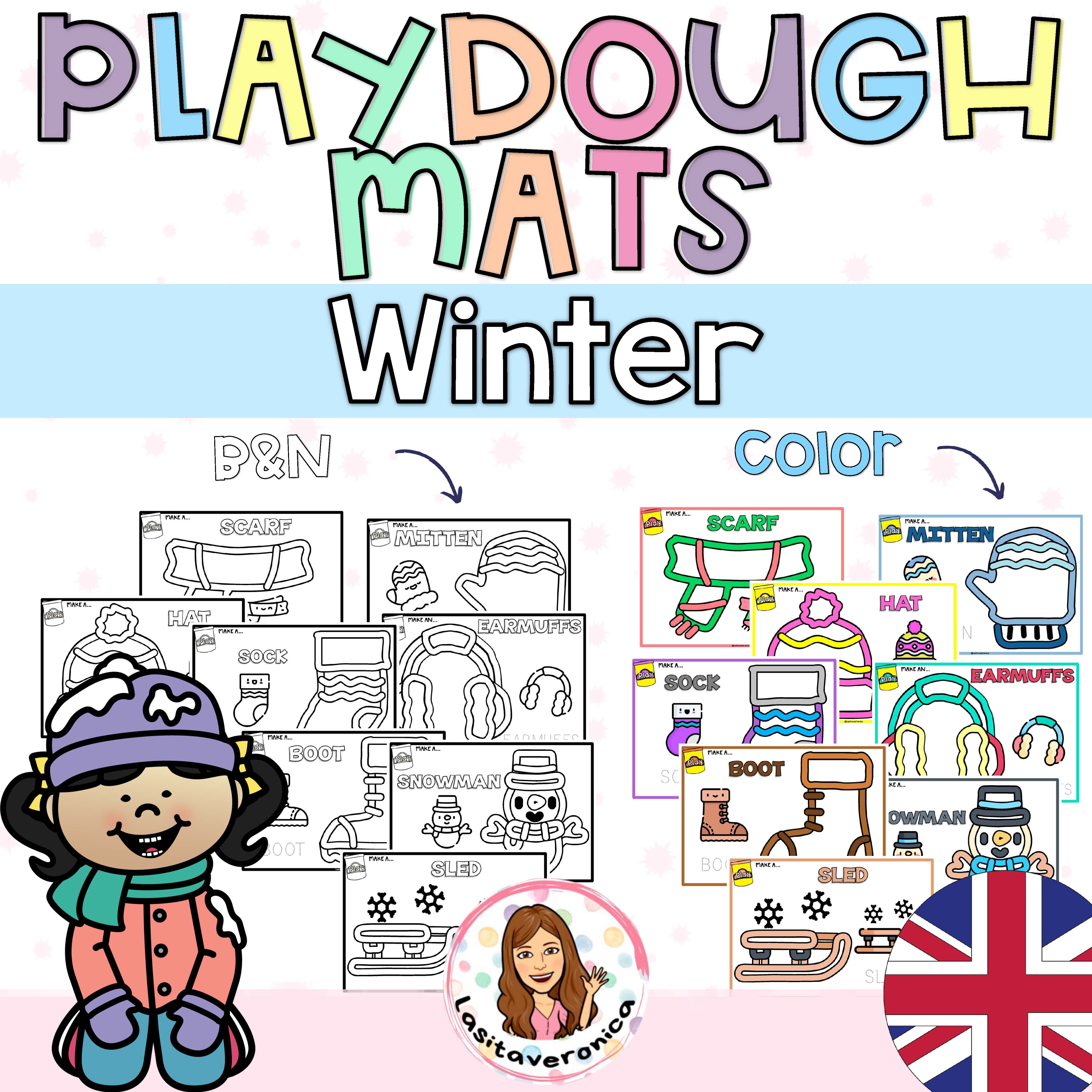 Profes Papel Tijera Winter Play Dough Mats / Plantillas plastilina ...