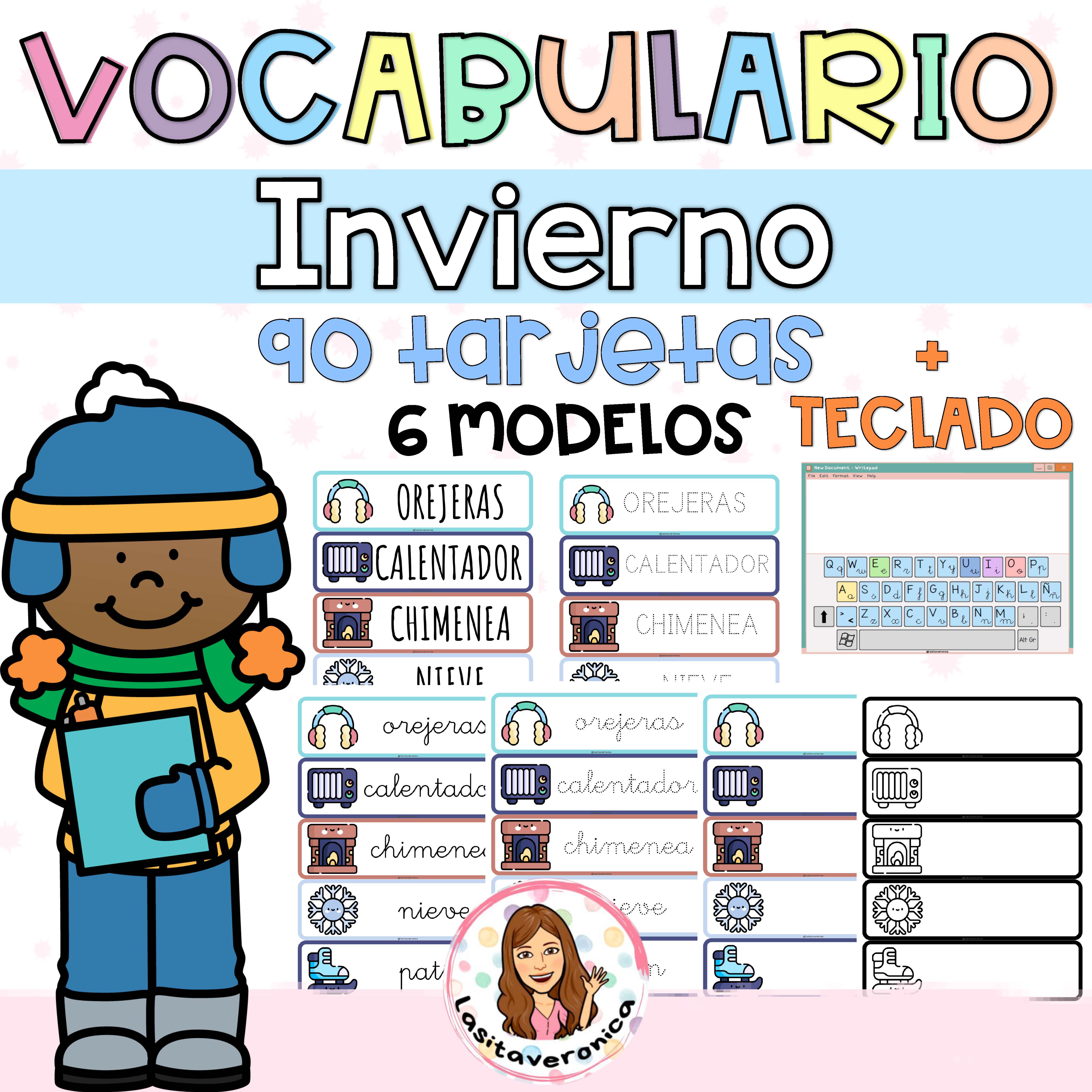 Profes Papel Tijera Vocabulario invierno / Winter vocabulary + TECLADO ...